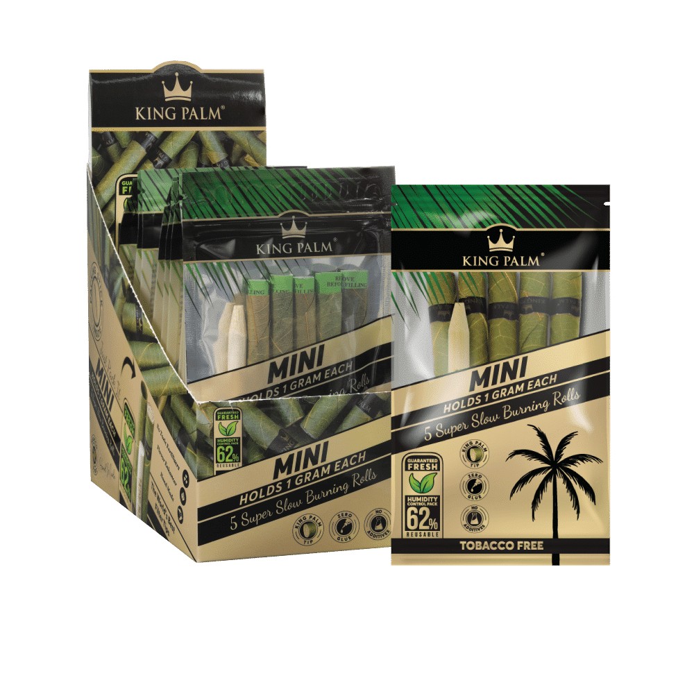 King Palm Natural Cones 5pk Mini Display 15CT, thc, dry herb, flower, pre-roll, pre roll ...